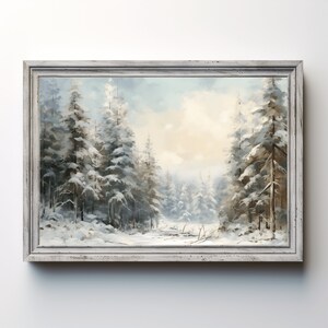 Winter Snow Pine Tree Forest Print, Digital Download, Vintage Pine Tree ...