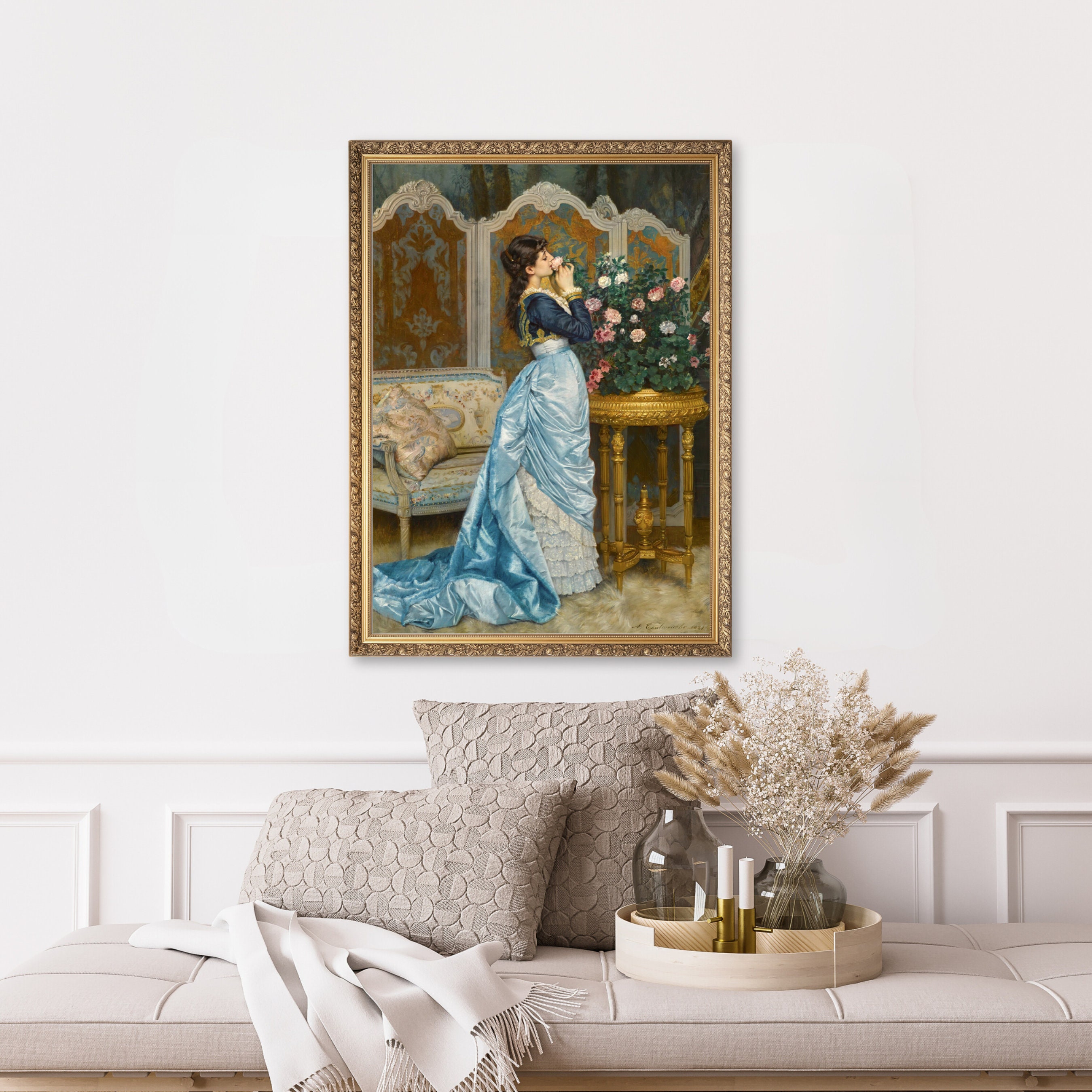 Vintage Woman Smelling Roses Wall Art, Digital Download Feminist Art ...