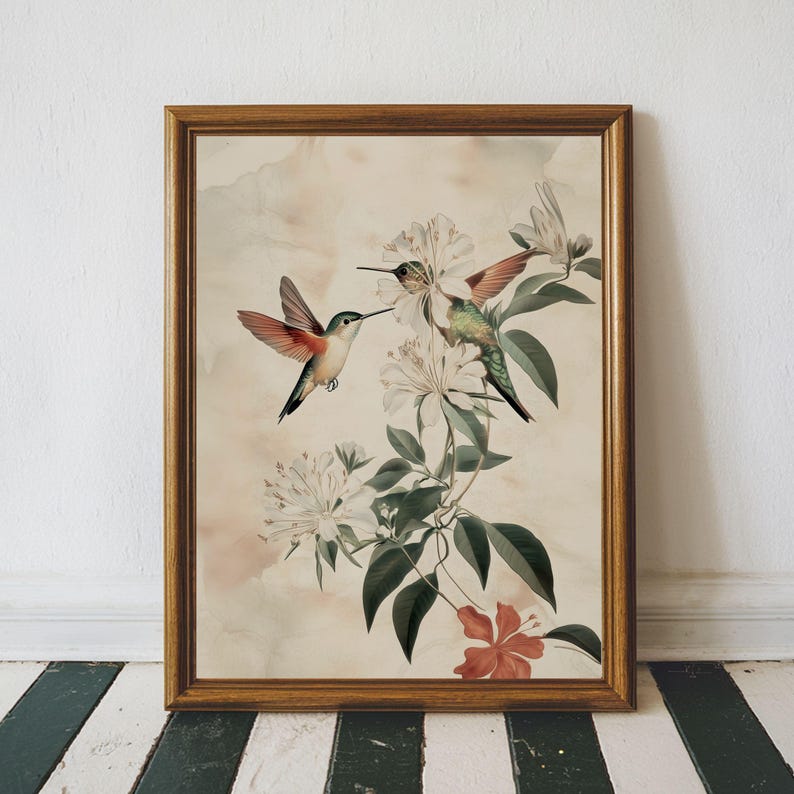Vintage Hummingbird Print, Moody Bird Print, Bird Lover Gift, Vintage ...