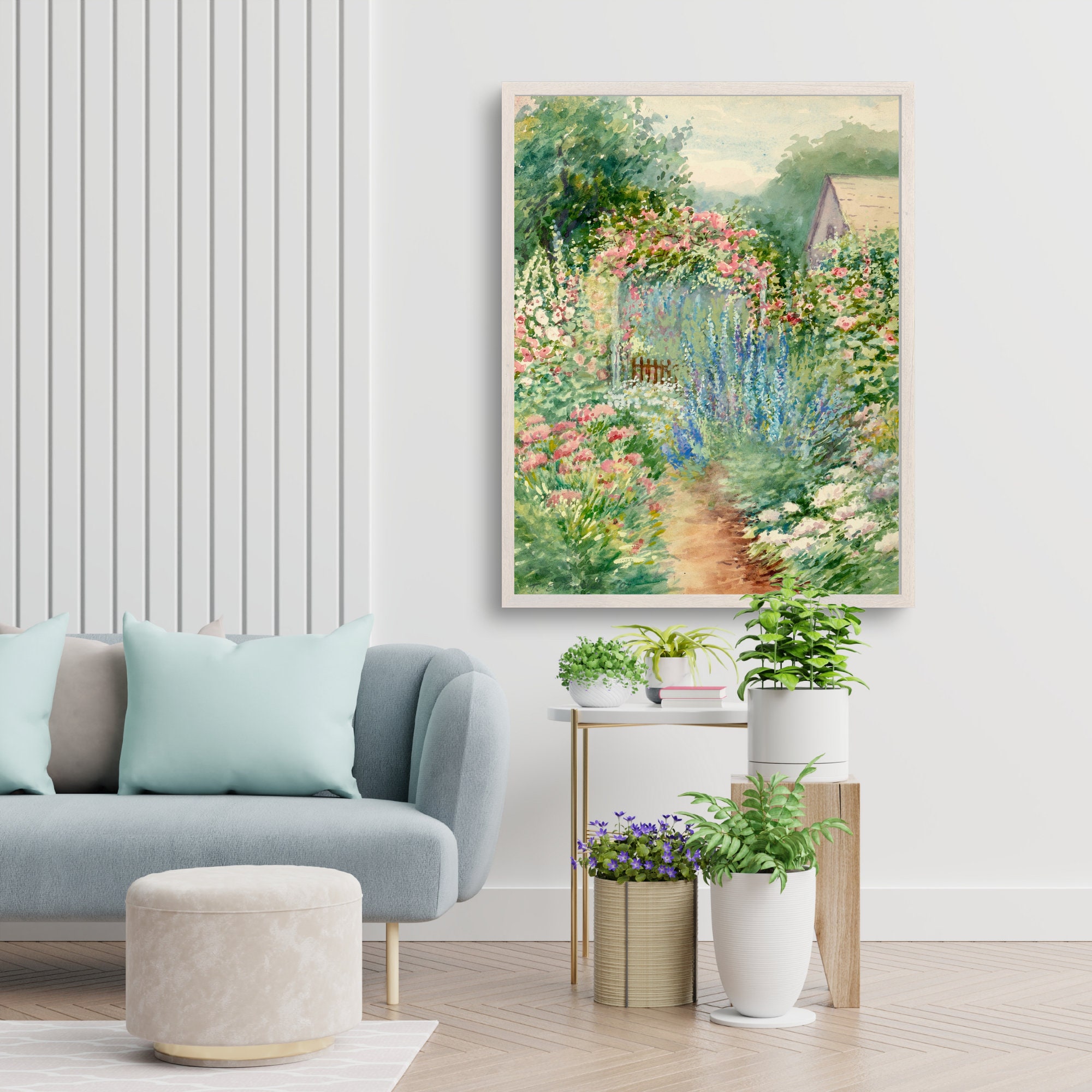 Vintage Spring Flower Garden Painting, Digital Download French Country ...