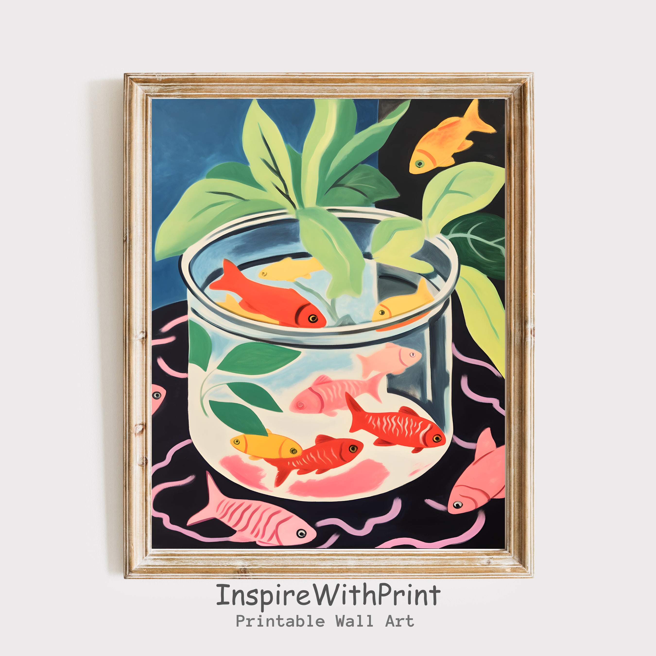 Abstract Fish Bowl Painting, Digital Download Matisse Inspired Art ...