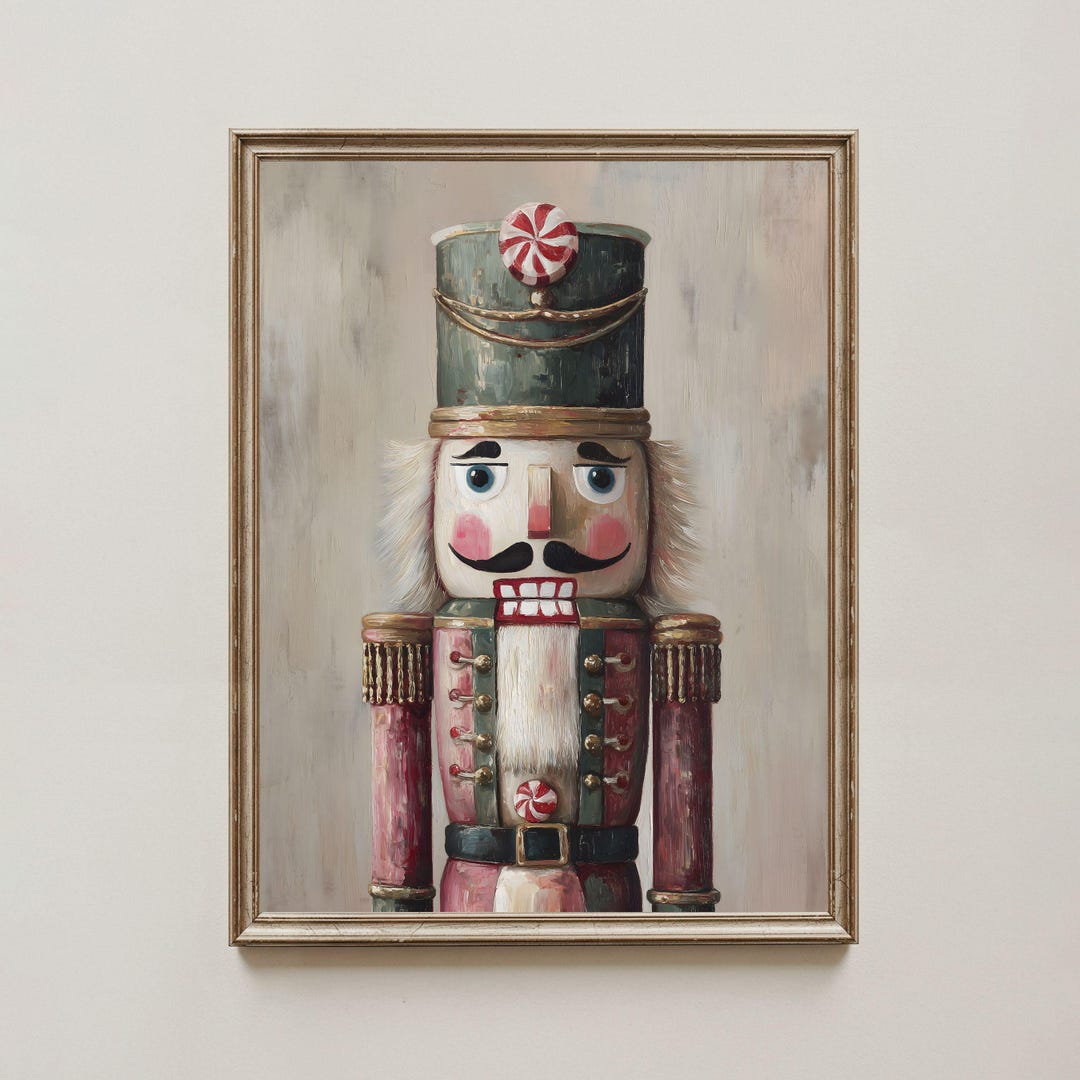 Moody Christmas Nutcracker Print, Cozy Winter Nutcracker Painting ...