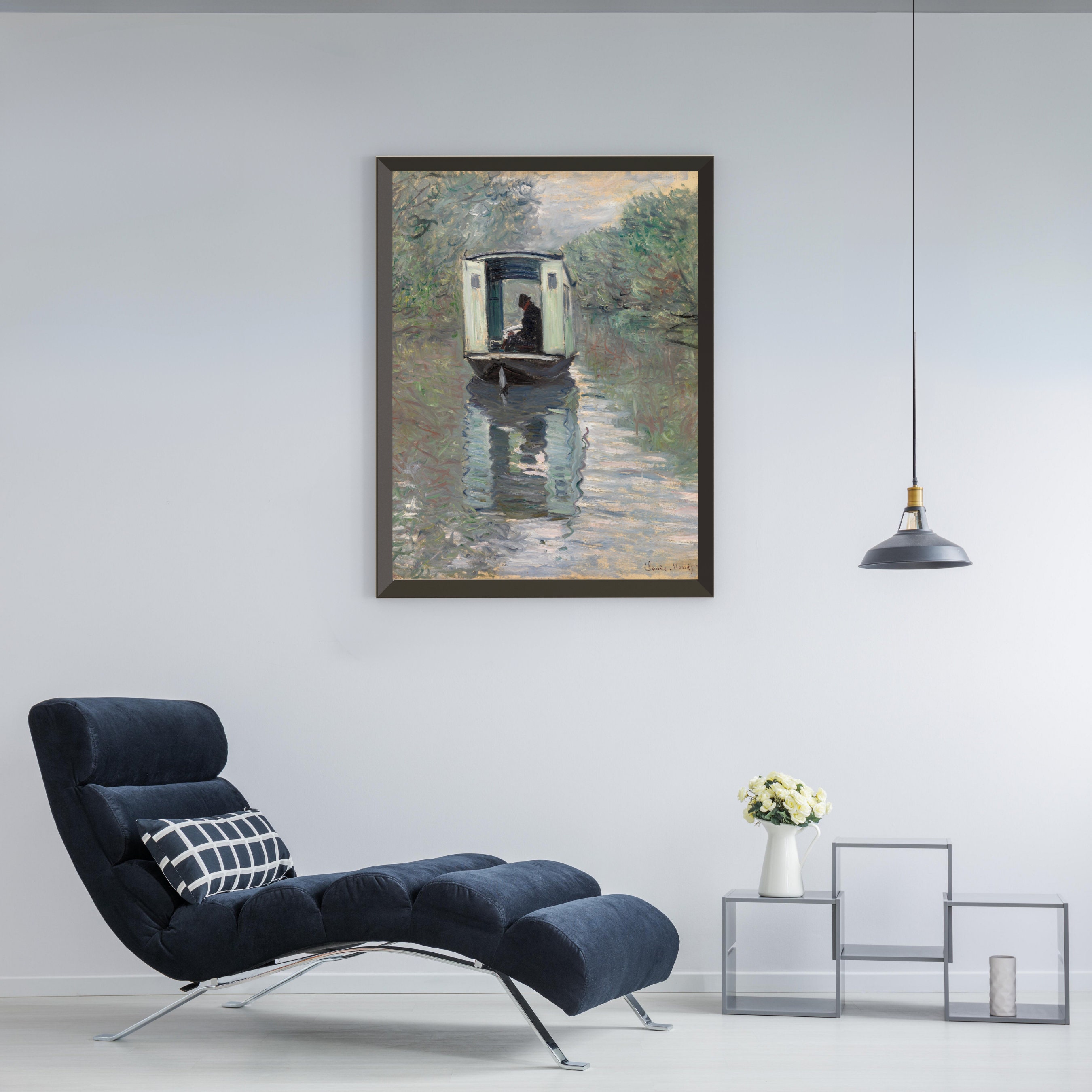 Monet the Studio Boat Painting, Digital Download Moody River Landscape ...