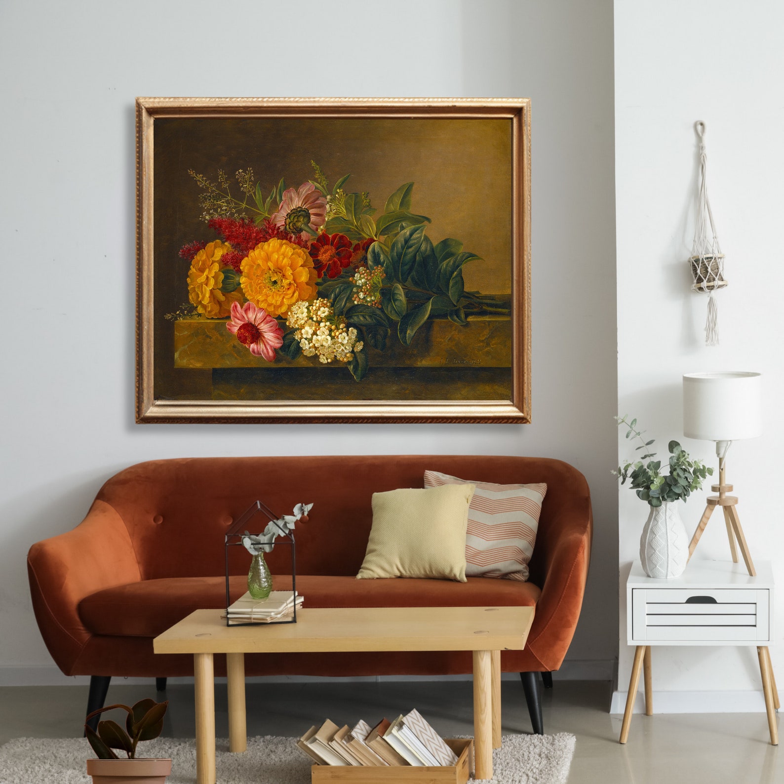 Vintage Flower Still Life Painting, Digital Download Moody Flower Print ...