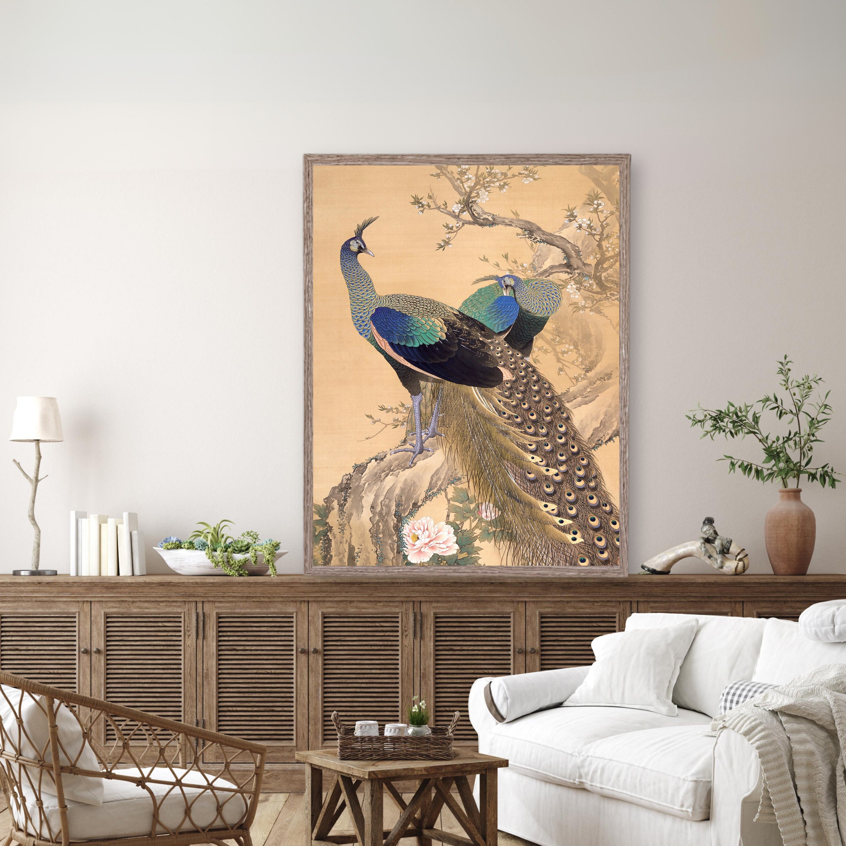 Vintage Peacock Print, Digital Download Peacock Painting, Asian Antique ...