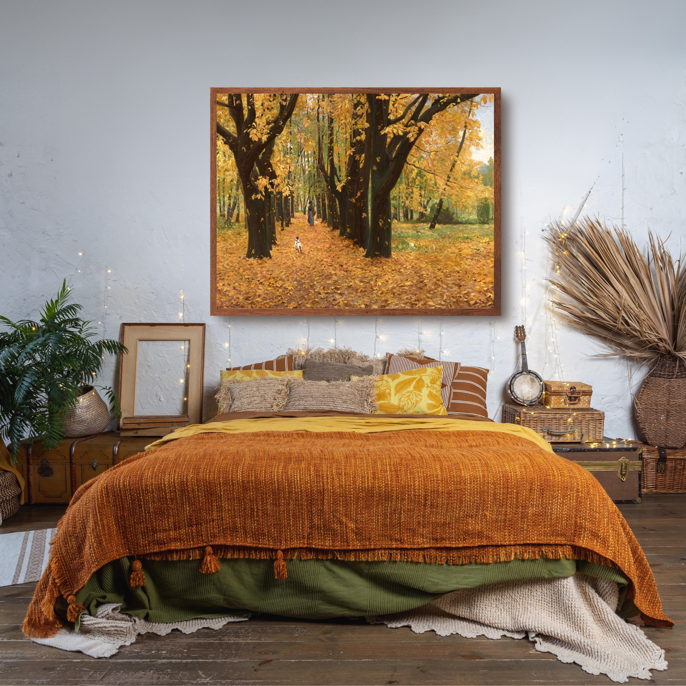 Moody Autumn Landscape Print, Printable Fall Trees Landscape Wall Art ...