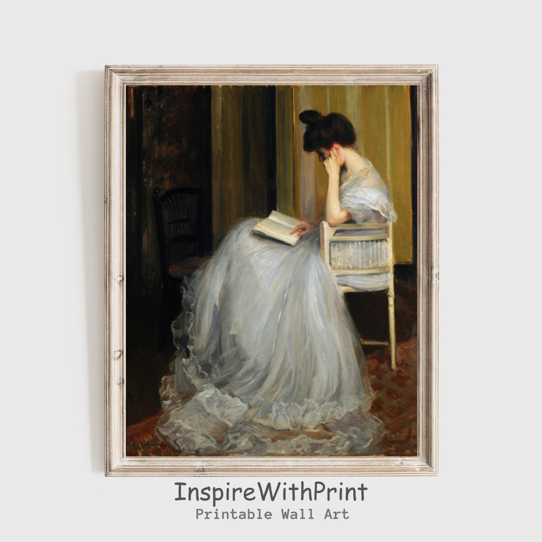Woman Reading Portrait Painting, Digital Download Antique Portrait ...