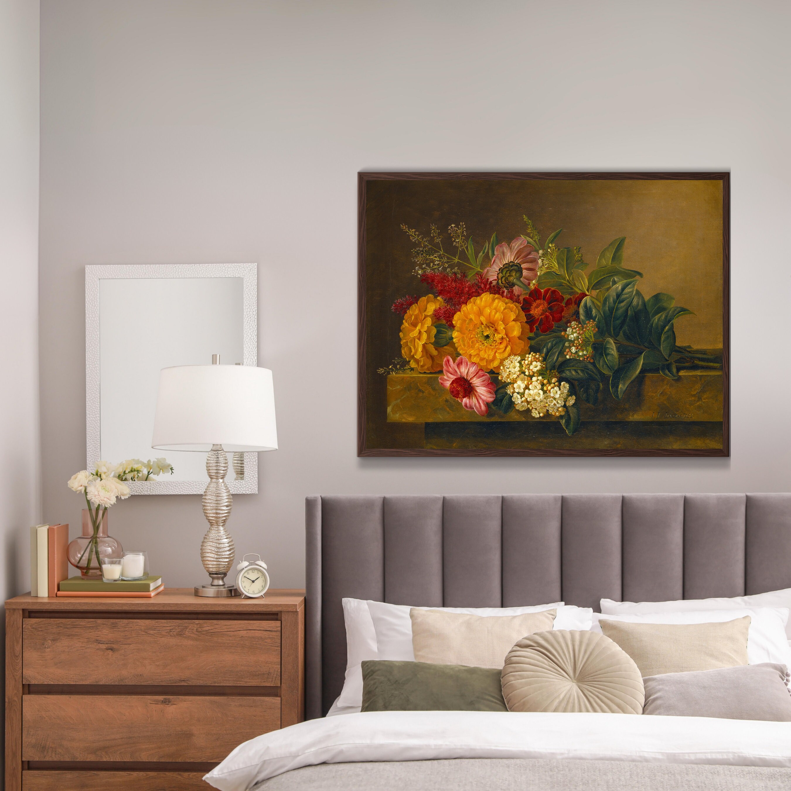 Vintage Flower Still Life Painting, Digital Download Moody Flower Print ...