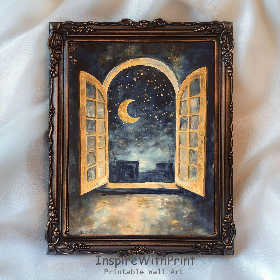 Matisse Open Window Art Printable Moody Crescent Moon Print, Dark ...