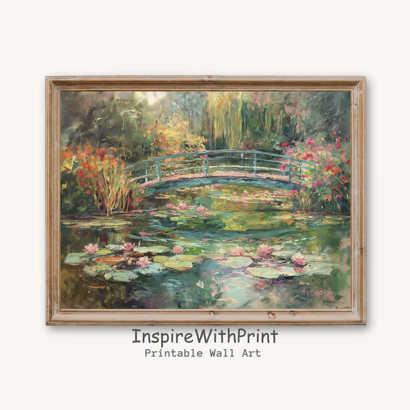 Vintage Water Lilies Print, English Garden Painting, Water Lily Pond ...