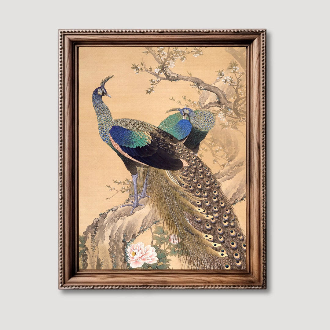 Vintage Peacock Print, Digital Download Peacock Painting, Asian Antique ...