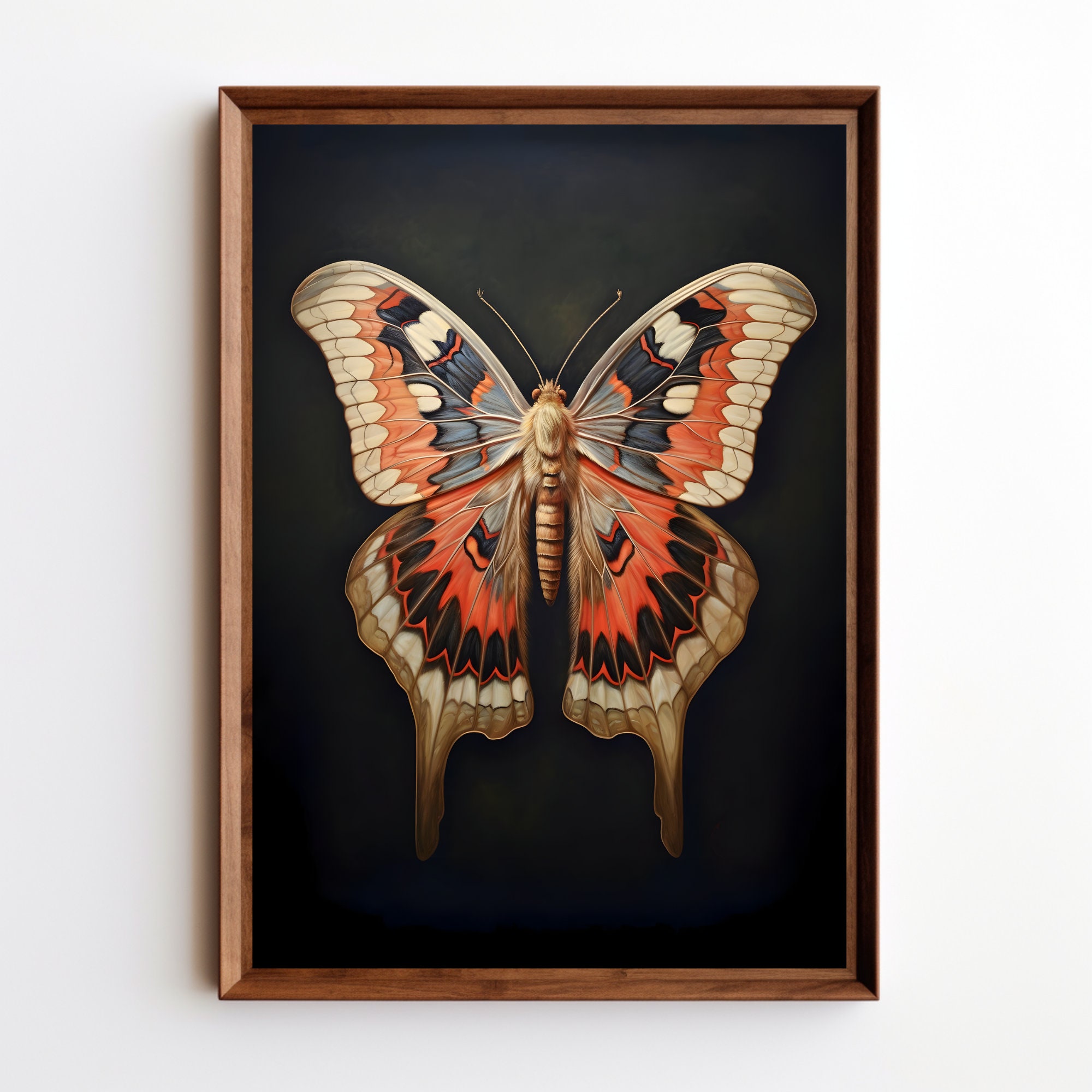 Artful Moth Print, Digital Download Moth Decore, Moth Wall Hang, Dark ...