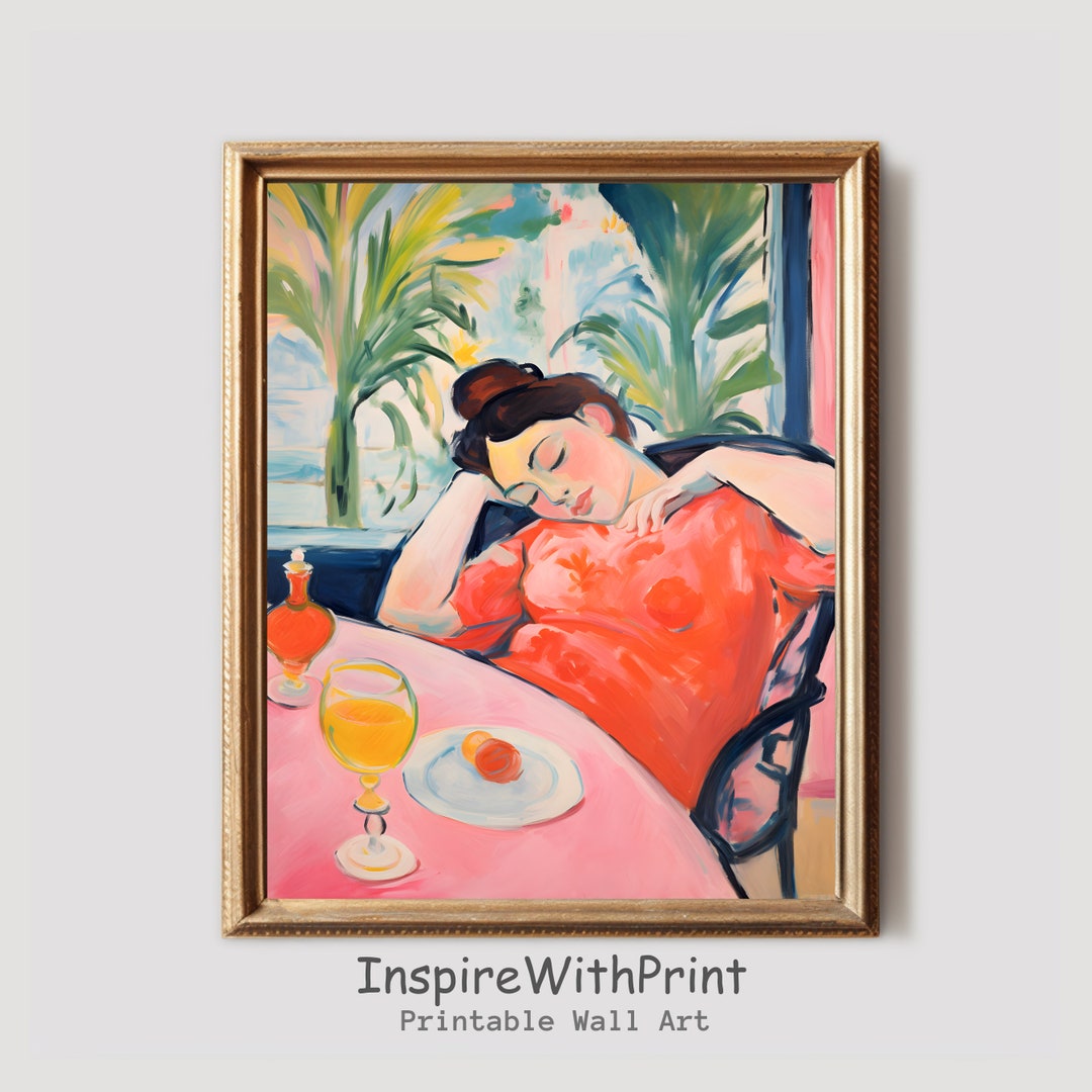 Woman Eating Breakfast Painting, Digital Download Matisse Inspired Art ...