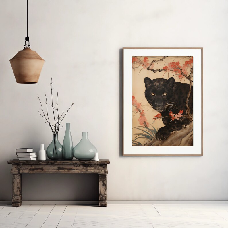 Japanese Black Panther Print, Digital Download, Exquisite Wildlife ...