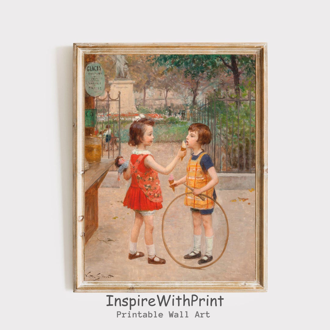 Vintage Kids Playing Print, Children Portrait Art Printable, Victor ...