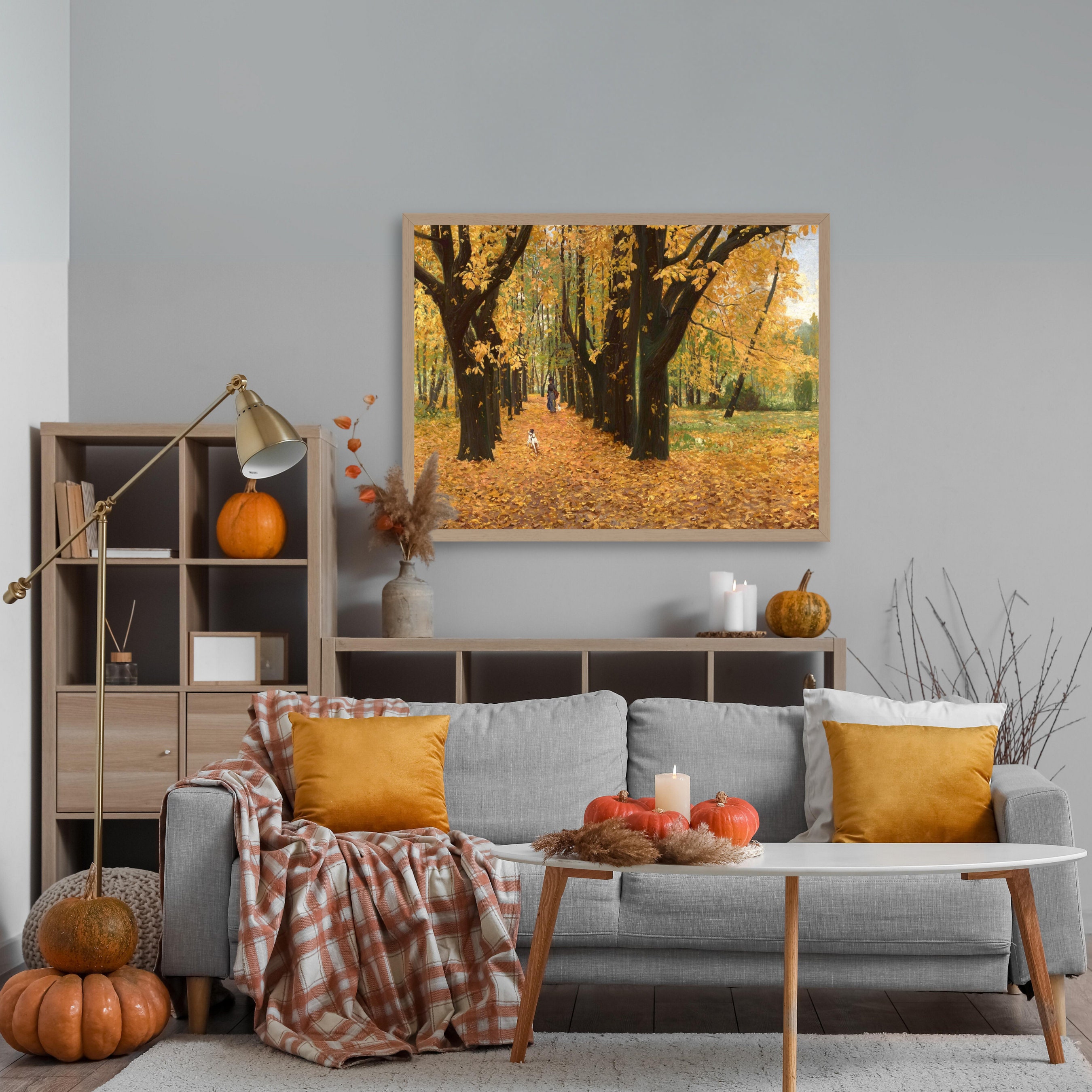 Moody Autumn Landscape Print, Printable Fall Trees Landscape Wall Art ...