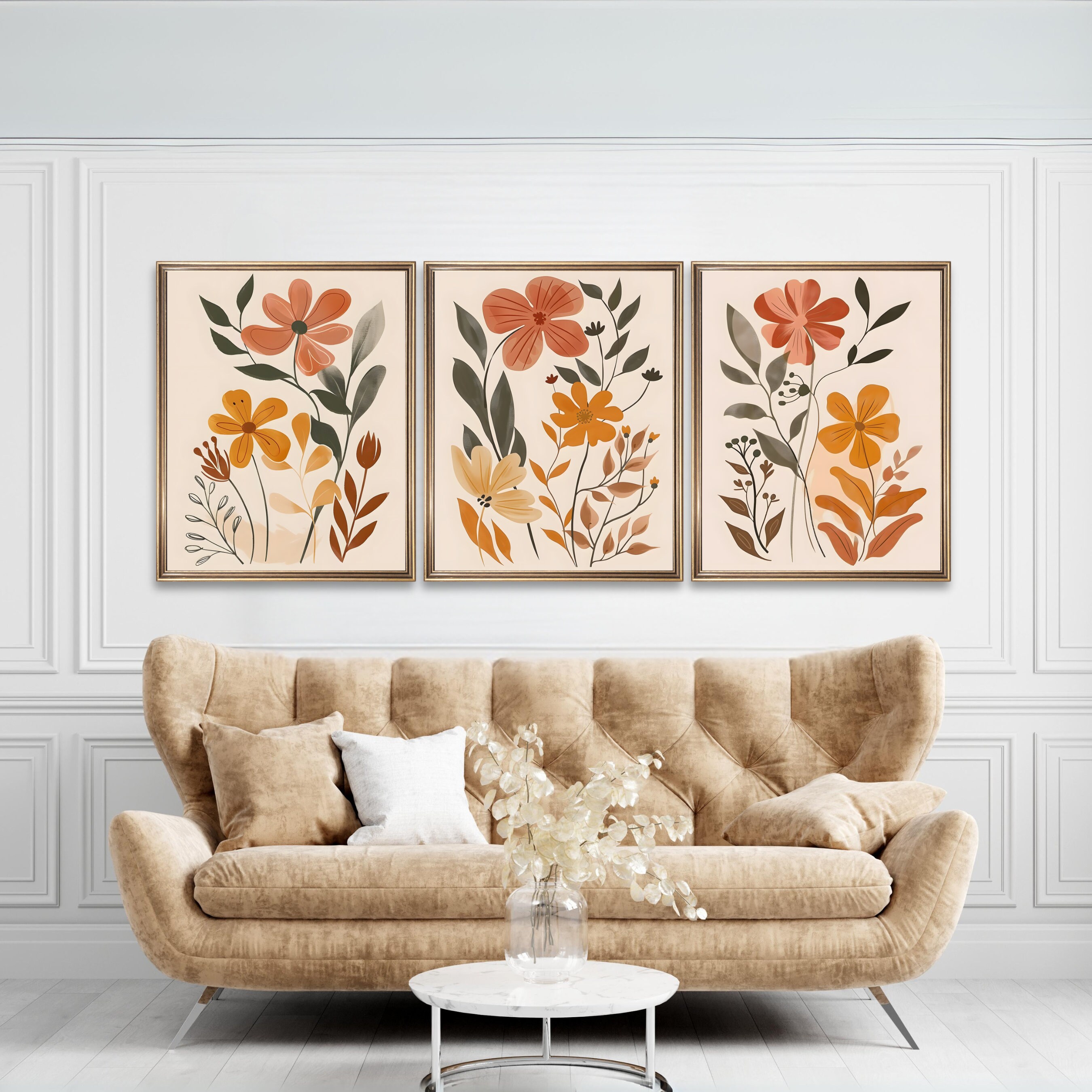 Midcentury Modern Boho Flower Wall Art, Digital Download MCM Flower ...