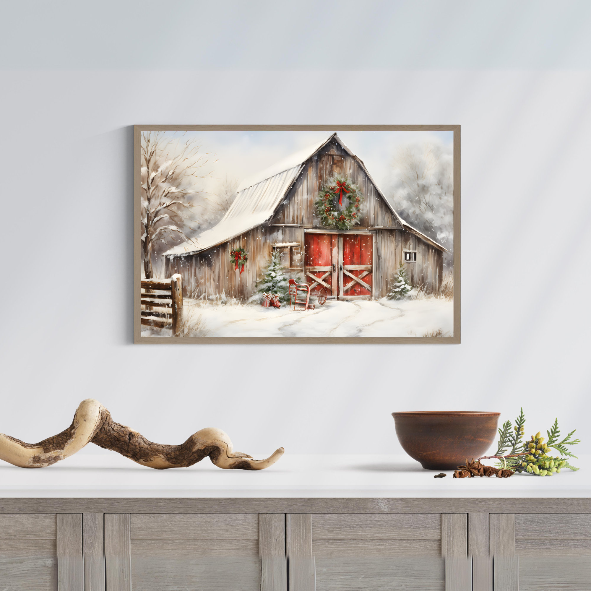 Christmas Country Farmhouse Print, Moody Christmas Print, Digital ...
