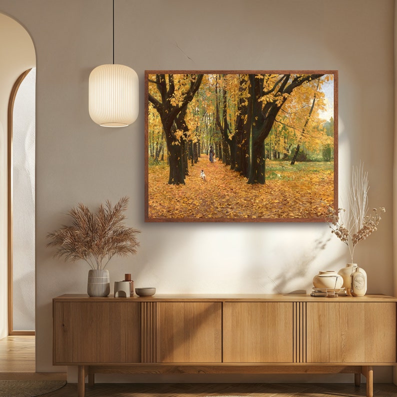 Moody Autumn Landscape Print, Printable Fall Trees Landscape Wall Art ...