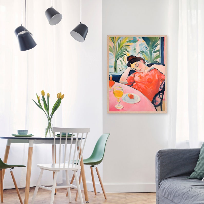 Woman Eating Breakfast Painting, Digital Download Matisse Inspired Art ...