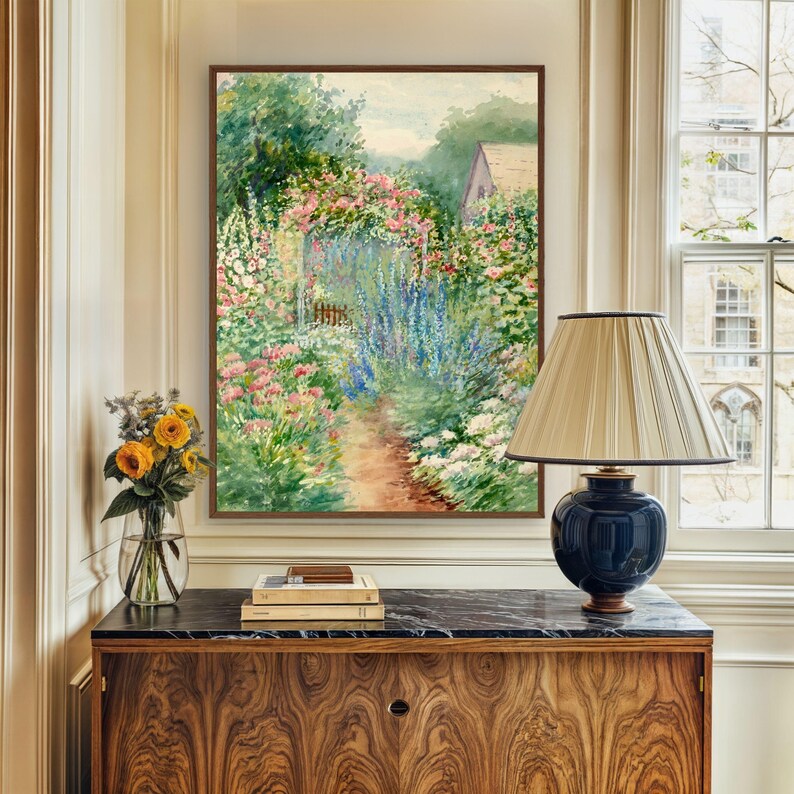 Vintage Spring Flower Garden Painting, Digital Download French Country ...