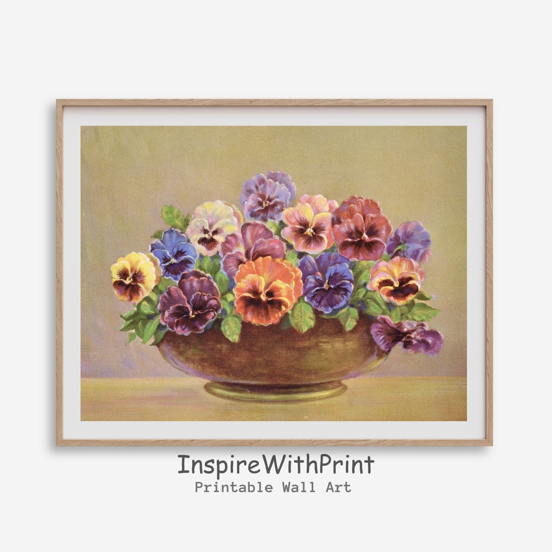 Vintage Flower Still Life Printable, Pastel Flowers Wall Art, Colorful ...