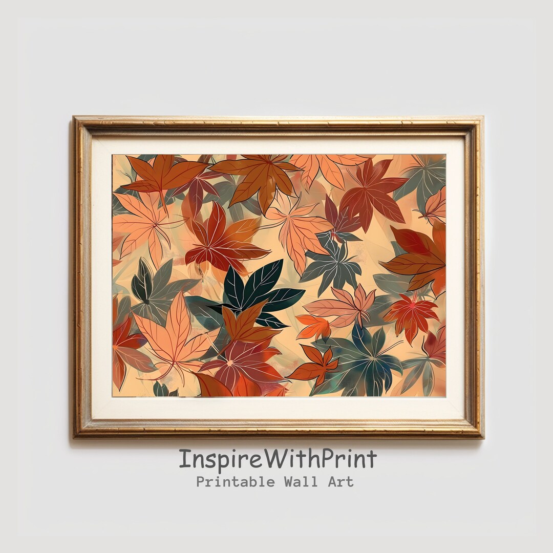 Fall Leaves Painting, Autumn Foliage Art Print, Printable Fall Decor ...