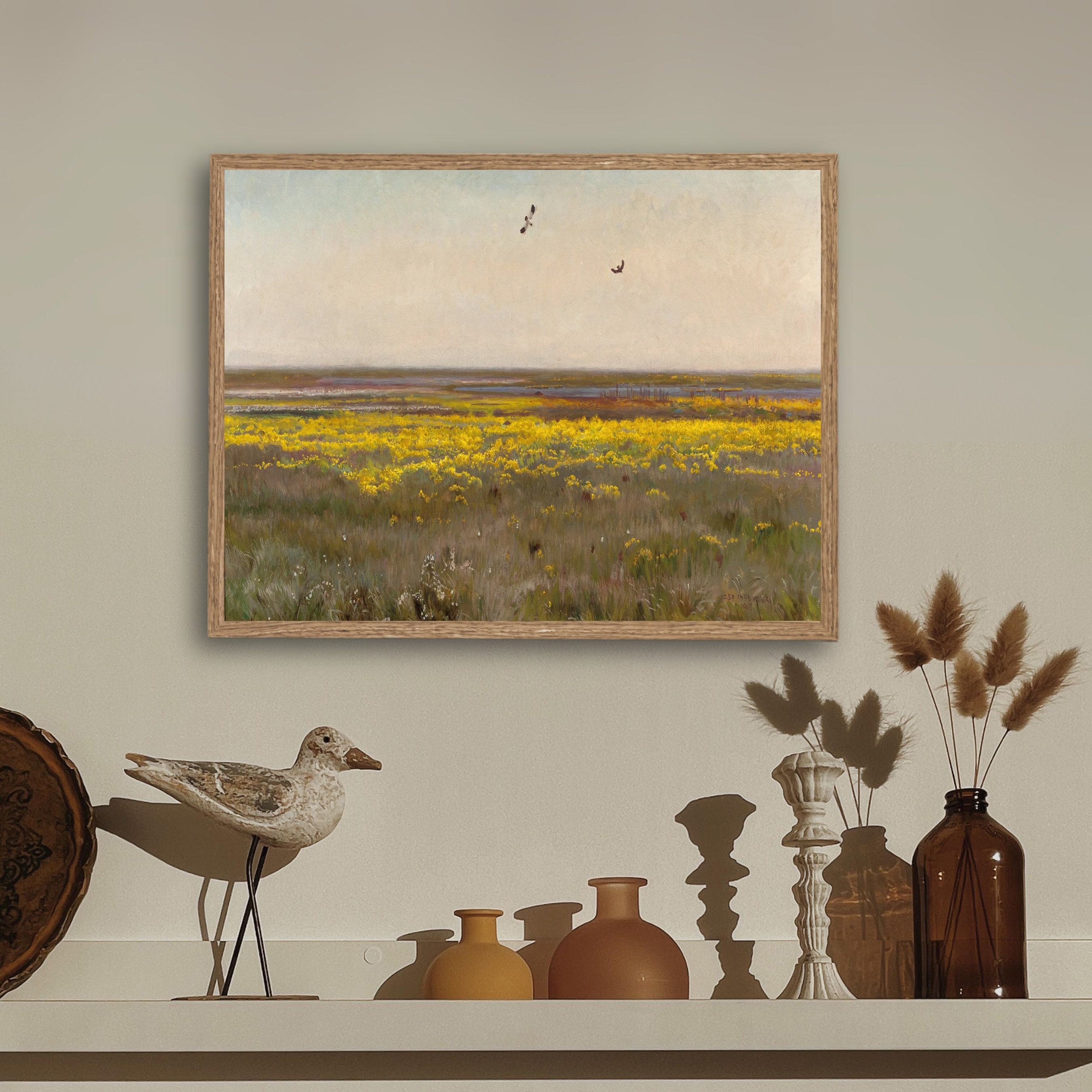 Yellow Flower Field Print, Digital Download Spring Field Art, Moody ...