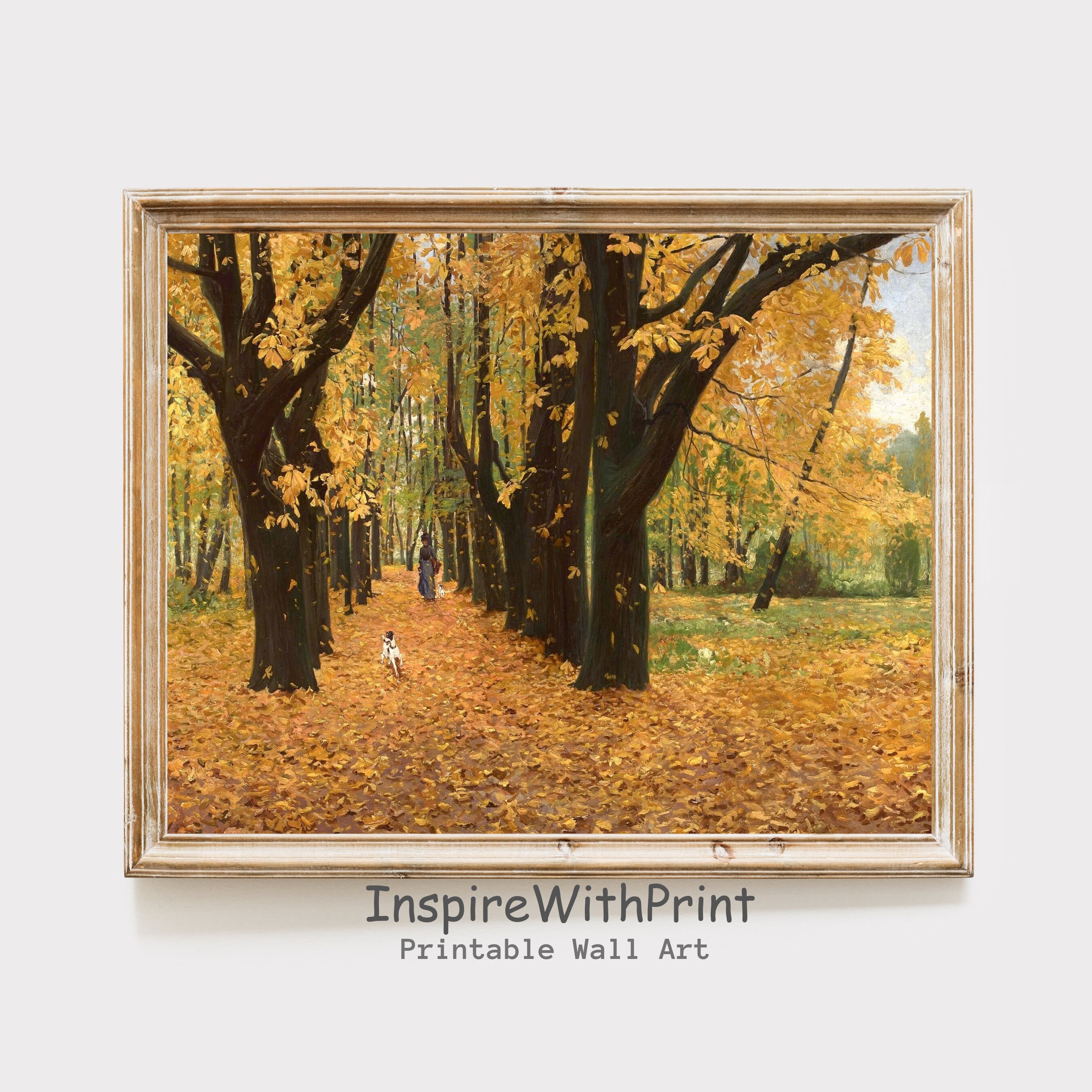 Moody Autumn Landscape Print, Printable Fall Trees Landscape Wall Art ...