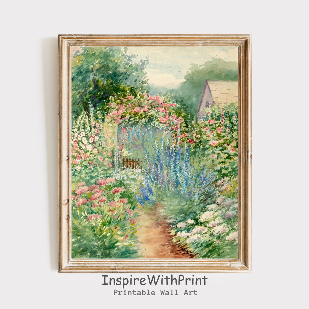 Vintage Spring Flower Garden Painting, Digital Download French Country ...