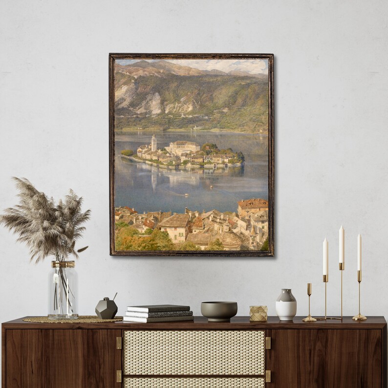 Vintage Mountain Lake Landscape Print, Digital Download Artful ...