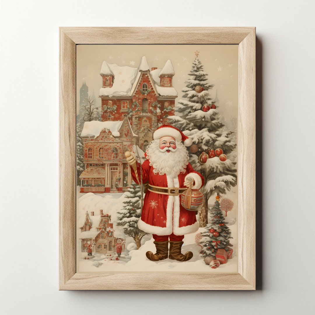 Vintage Christmas With Santa Print, Digital Download, Christmas Living ...