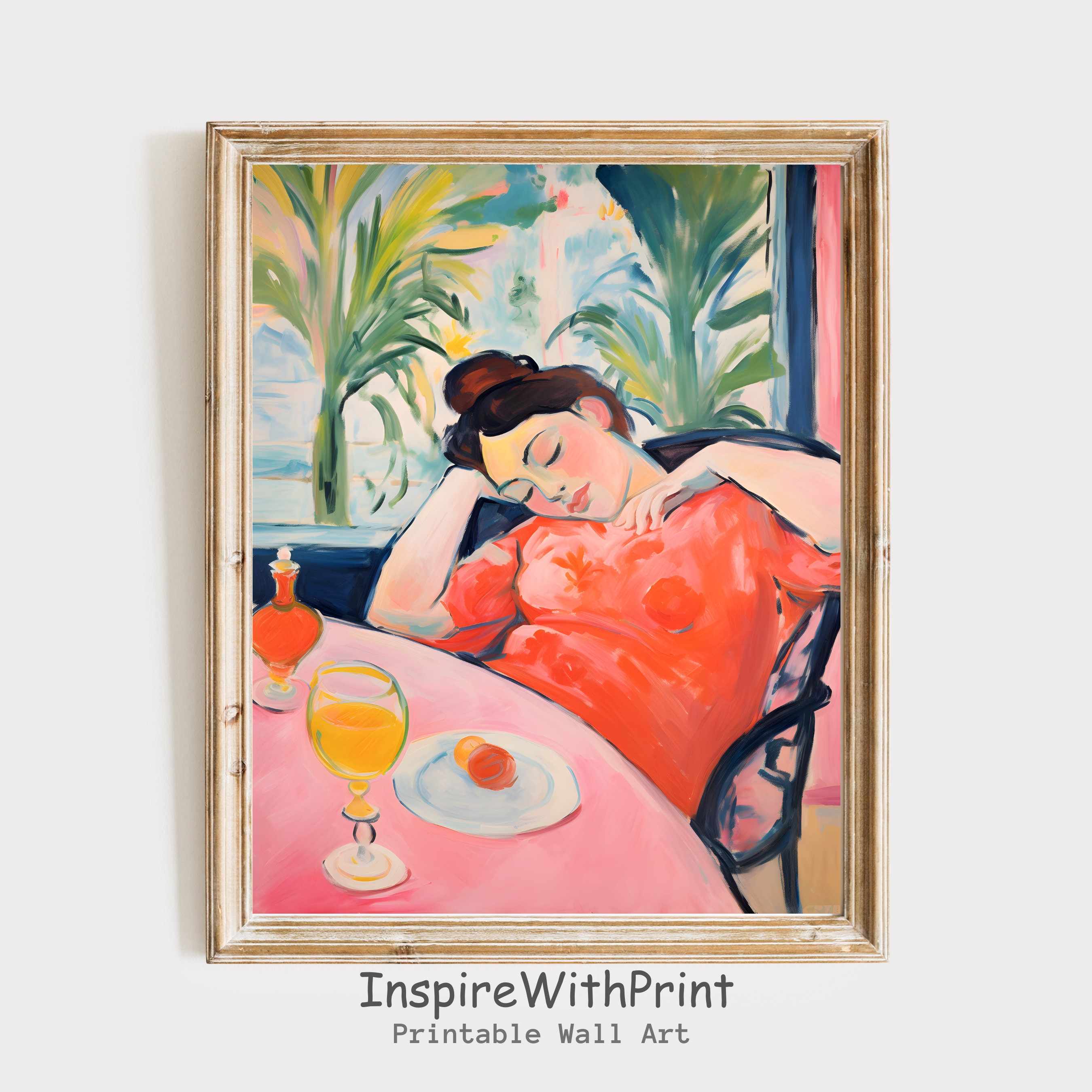 Woman Eating Breakfast Painting, Digital Download Matisse Inspired Art ...