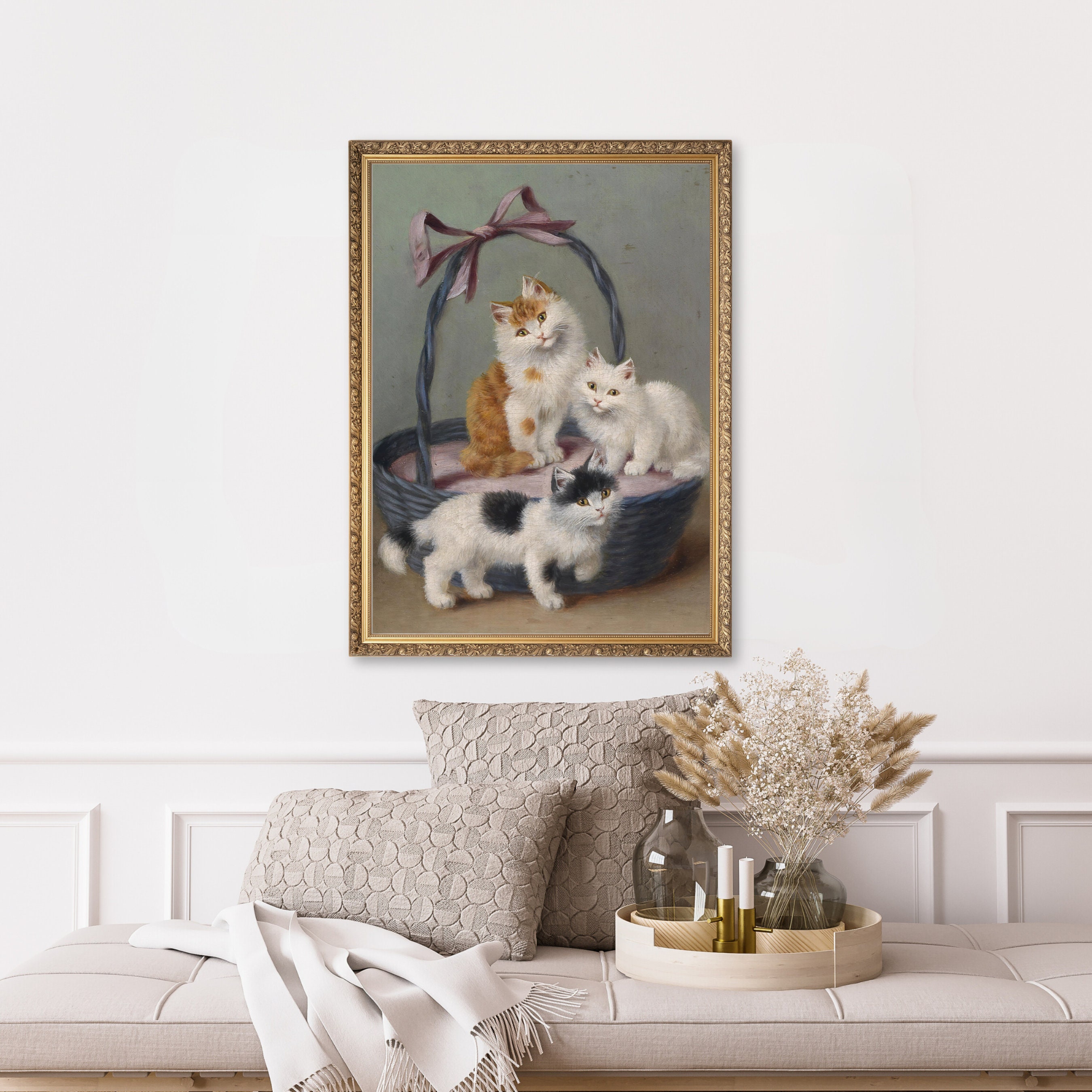 Vintage Cat Painting, Digital Download Kittens Wall Art, Cats in the ...
