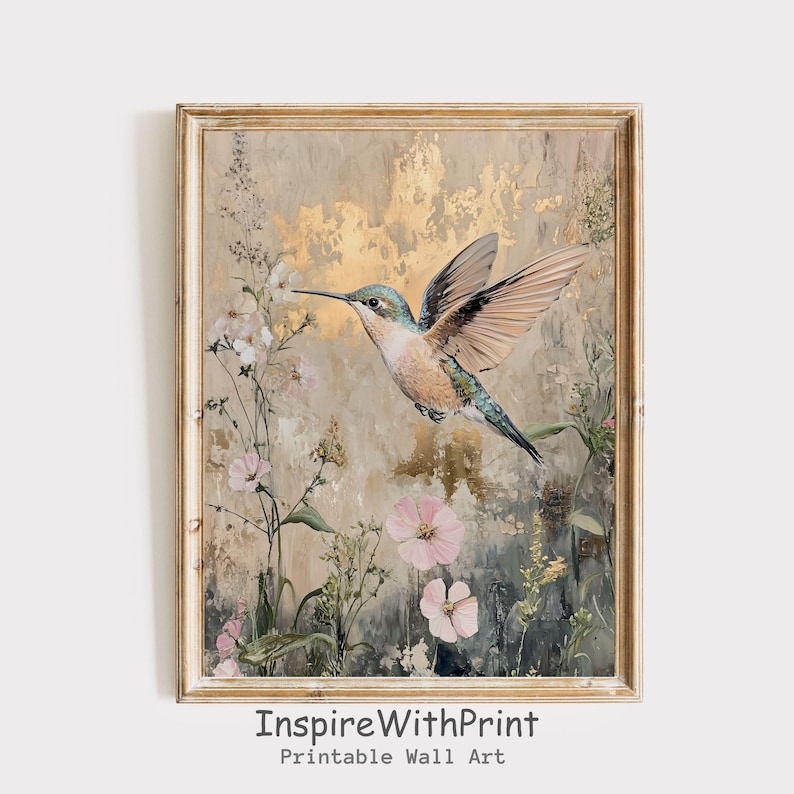 Vintage Hummingbird Print, Moody Bird Print, Bird Lover Gift, Vintage ...