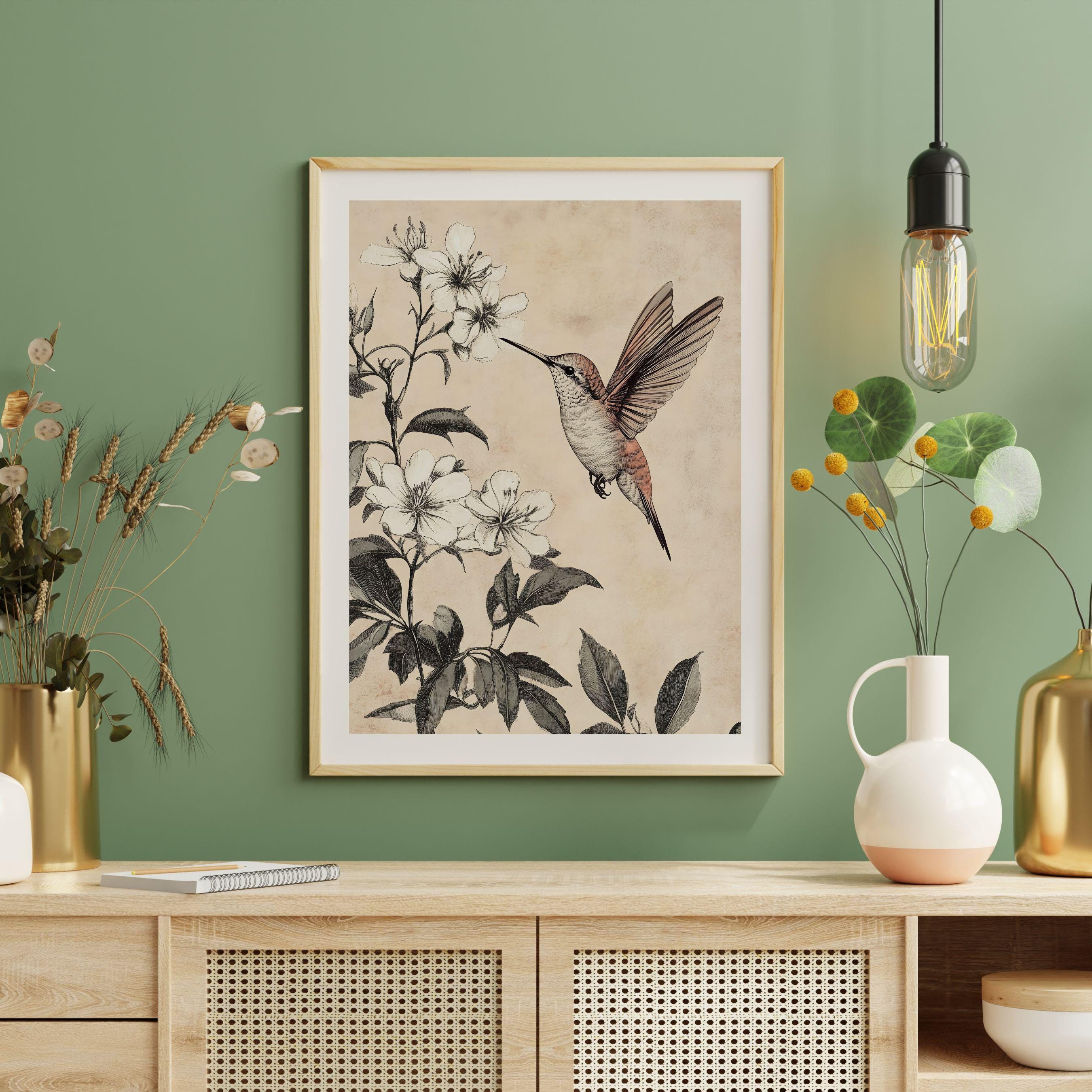 Vintage Hummingbird Print, Moody Bird Print, Bird Lover Gift, Vintage ...