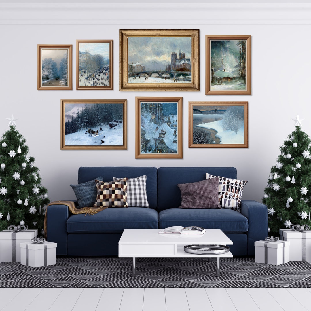Vintage Winter Prints, Gallery Set of 7 Winter Farmhouse, Digital ...