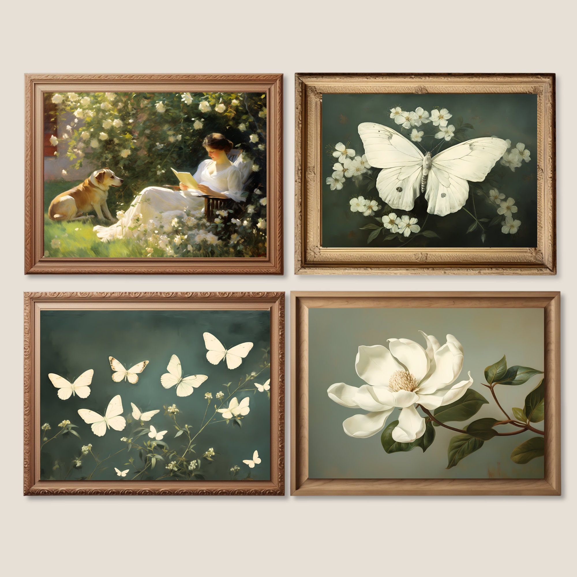 Vintage Garden Wall Art, Gallery Set of 9 Prints, Spring Garden ...