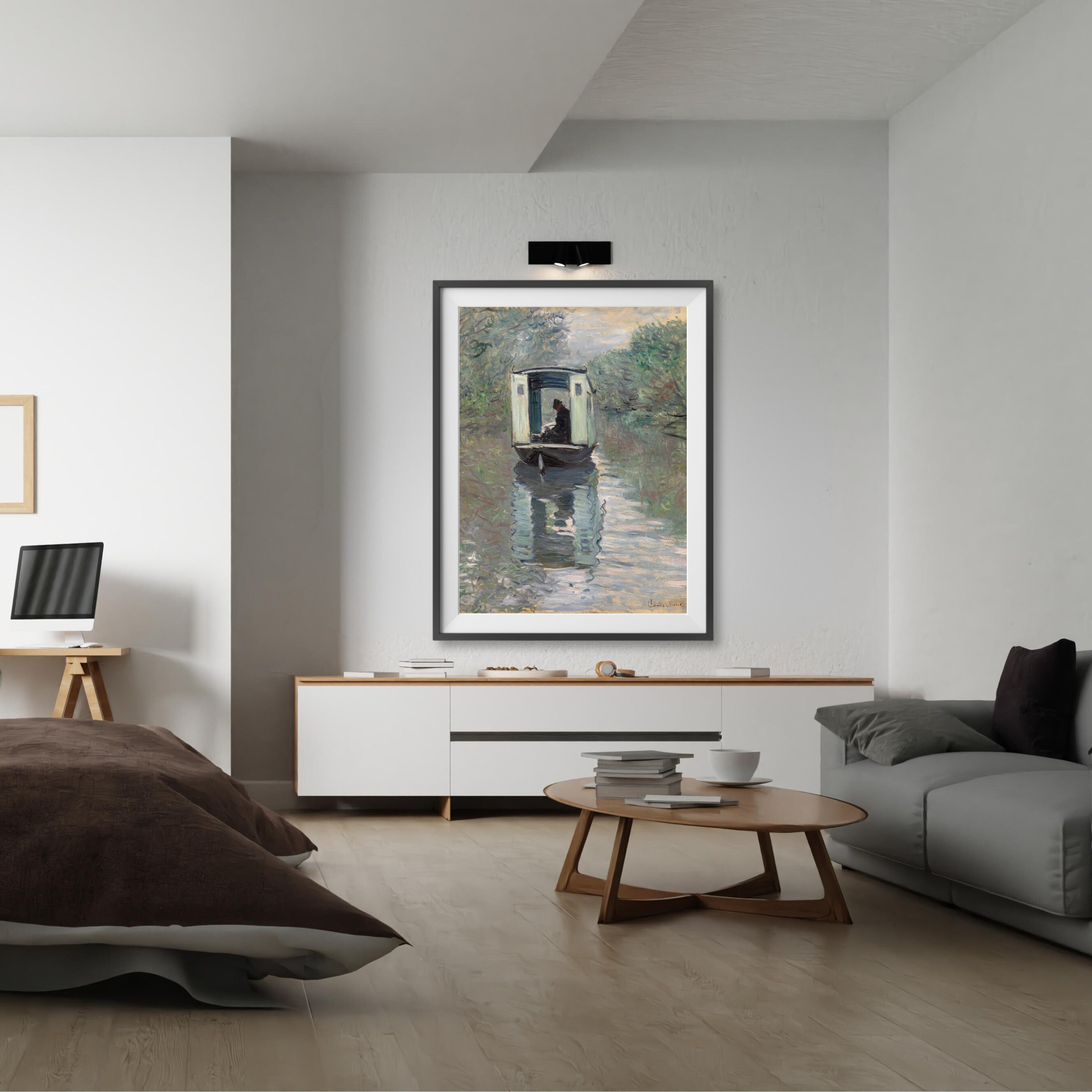 Monet the Studio Boat Painting, Digital Download Moody River Landscape ...