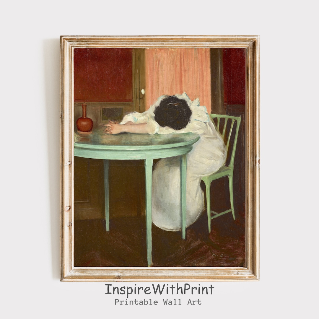 Tired Woman Painting, Tired by Ramon Casas, Digital Download Moody ...