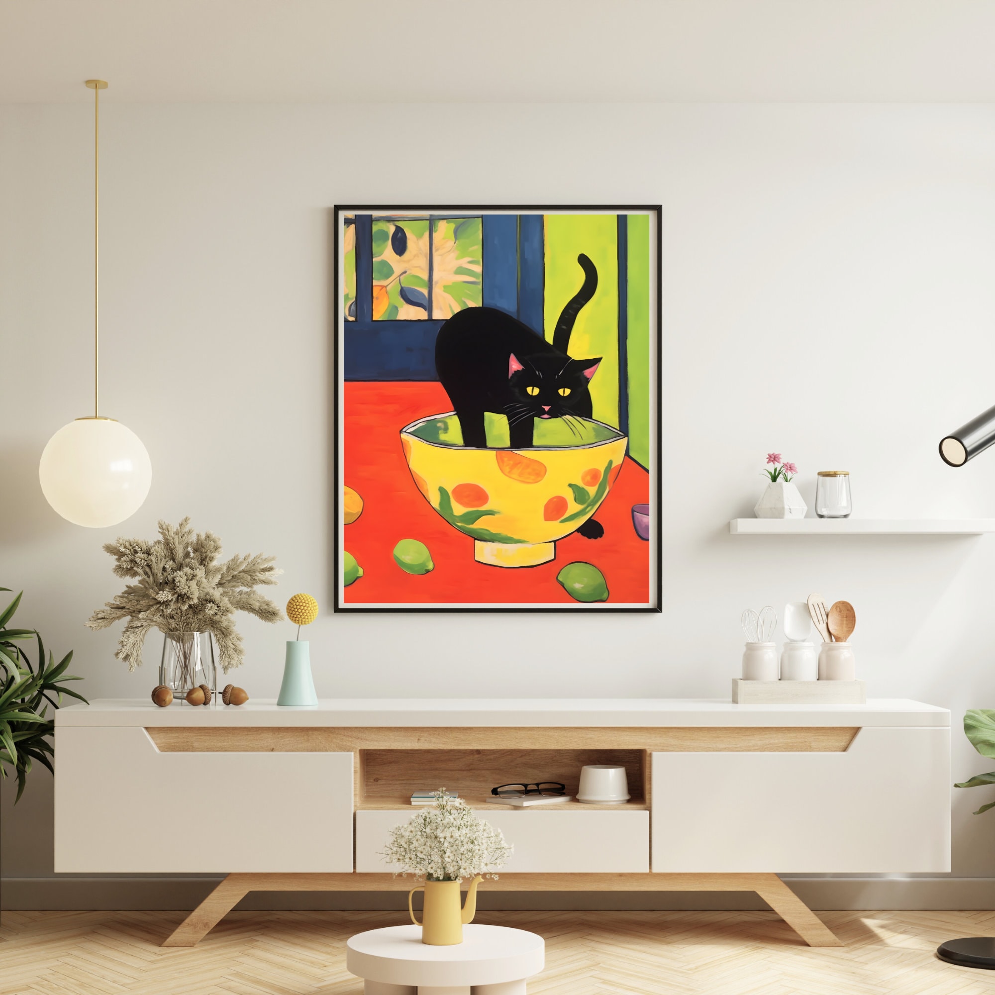 Henri Matisse Cat Print With Fruit Bowl ,digital Download Black Cat Art ...