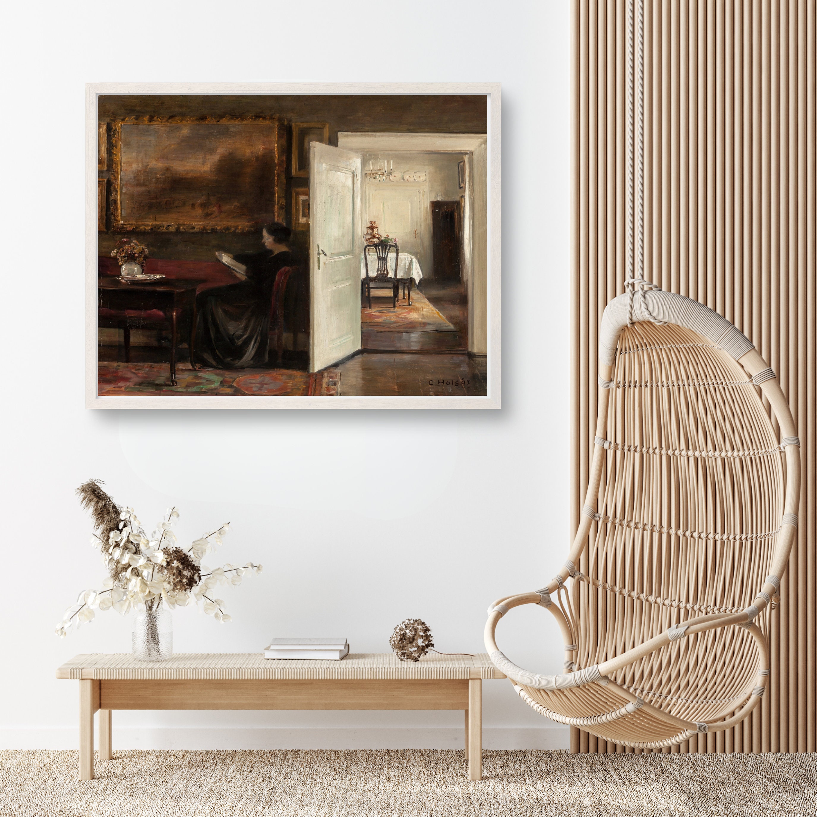 Vintage Woman Reading Portrait Painting, Digital Download Antique ...