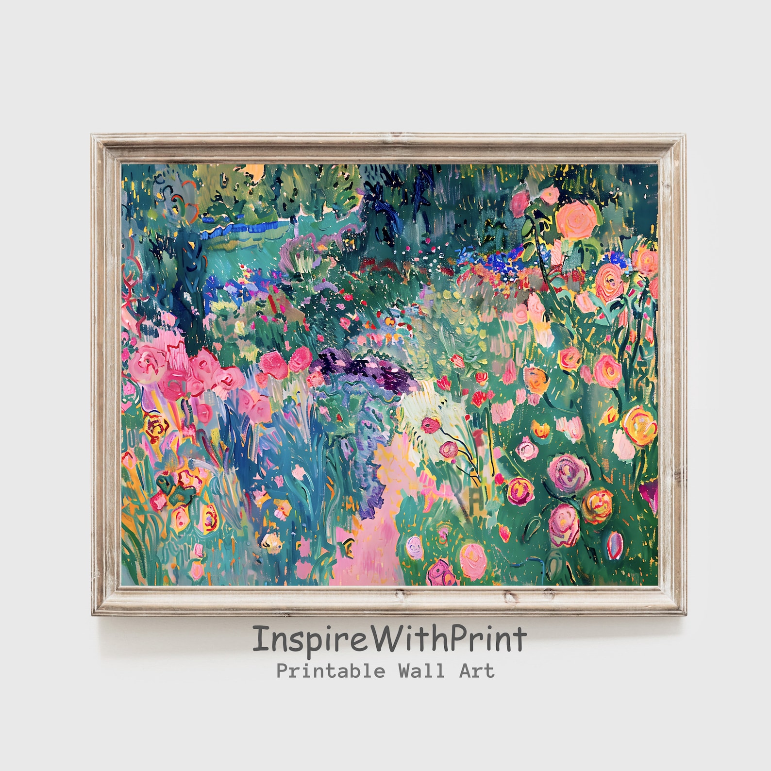 Colorful Flower Landscape Painting, Digital Download Spring Floral Wall ...