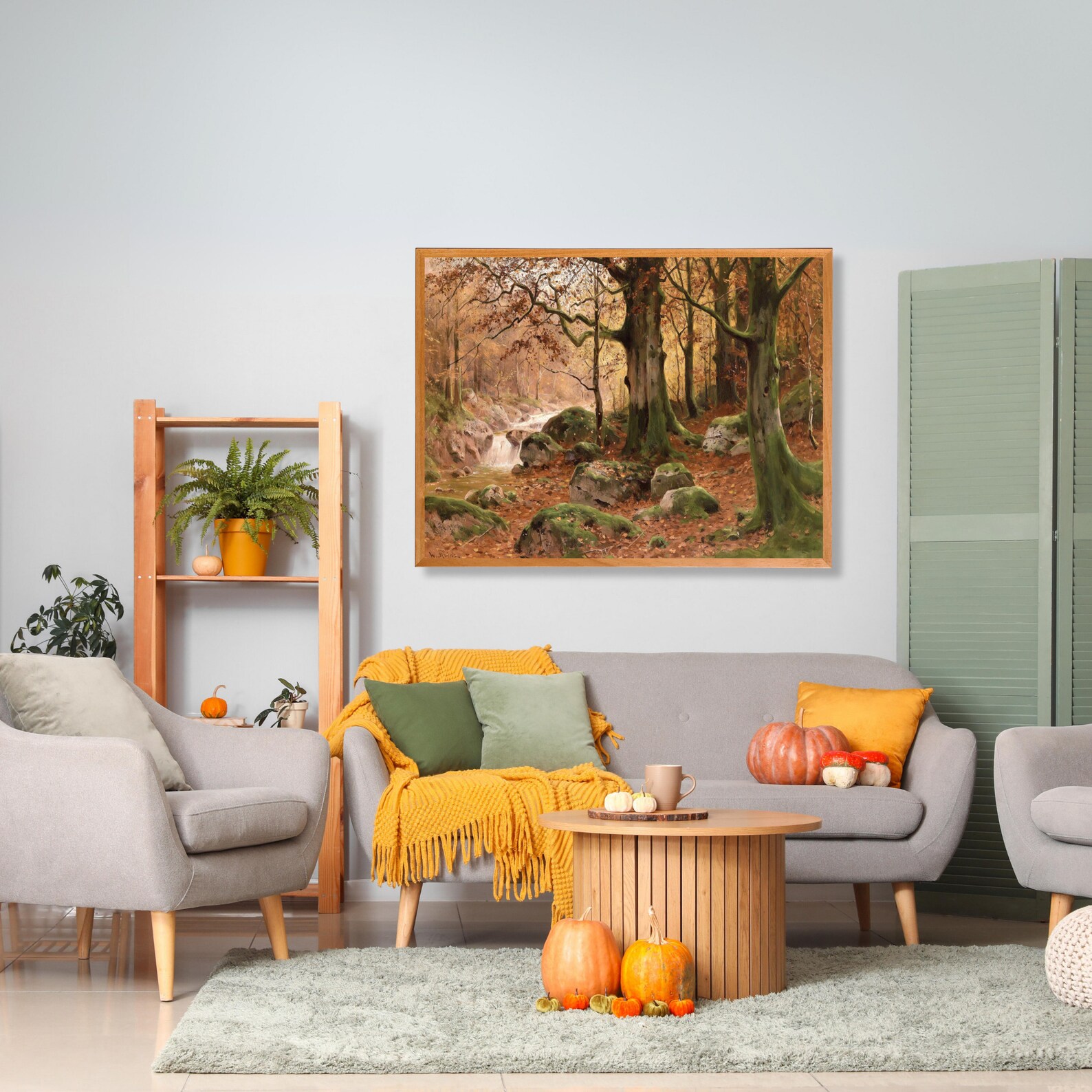 Moody Autumn Landscape Print, Printable Fall Trees Landscape Wall Art ...
