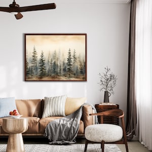 Pine Tree Forest Print, Digital Download, Foggy Forest Print, Vintage ...