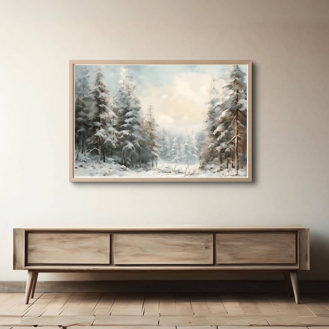 Winter Snow Pine Tree Forest Print, Digital Download, Vintage Pine Tree ...