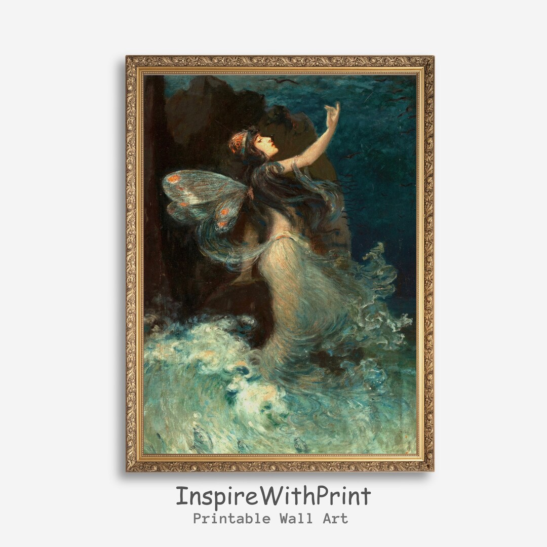 Water Nymph Portrait Painting, Digital Download Fairy Dancing in the ...