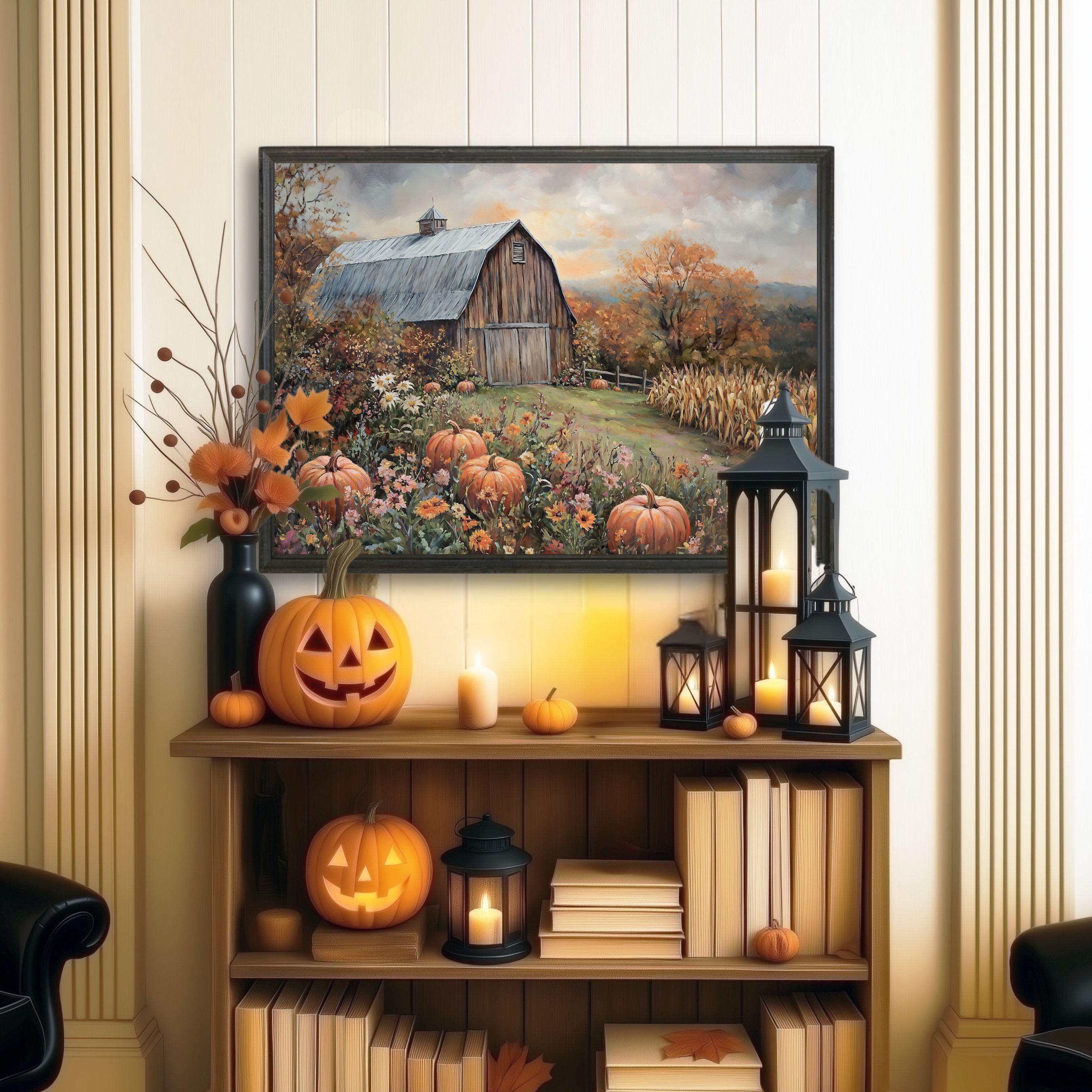 Pumpkin Barn Wall Art, Vintage Fall Barn Print, Rustic Fall Farmhouse ...