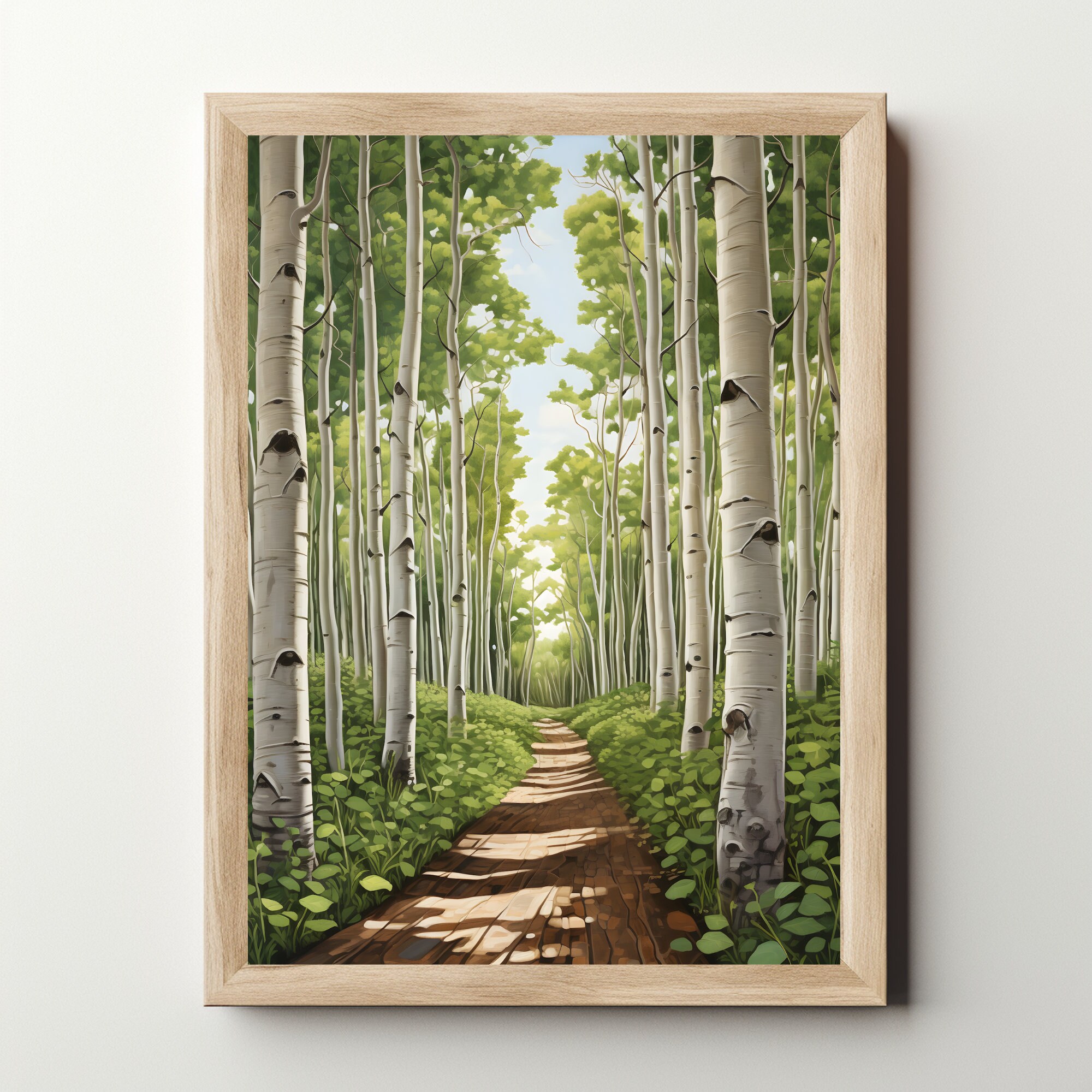 Aspen Trees Tunnel Painting Digital Download Neutral Green - Etsy
