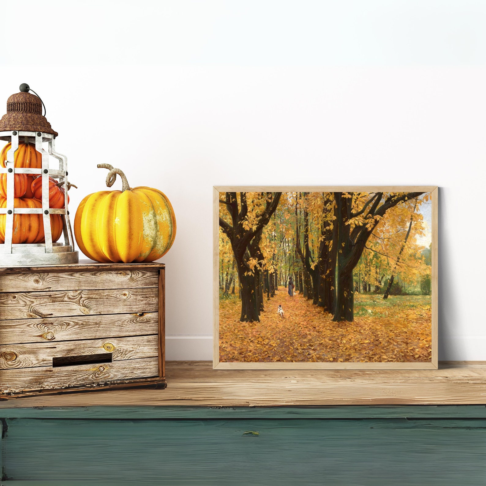 Moody Autumn Landscape Print, Printable Fall Trees Landscape Wall Art ...